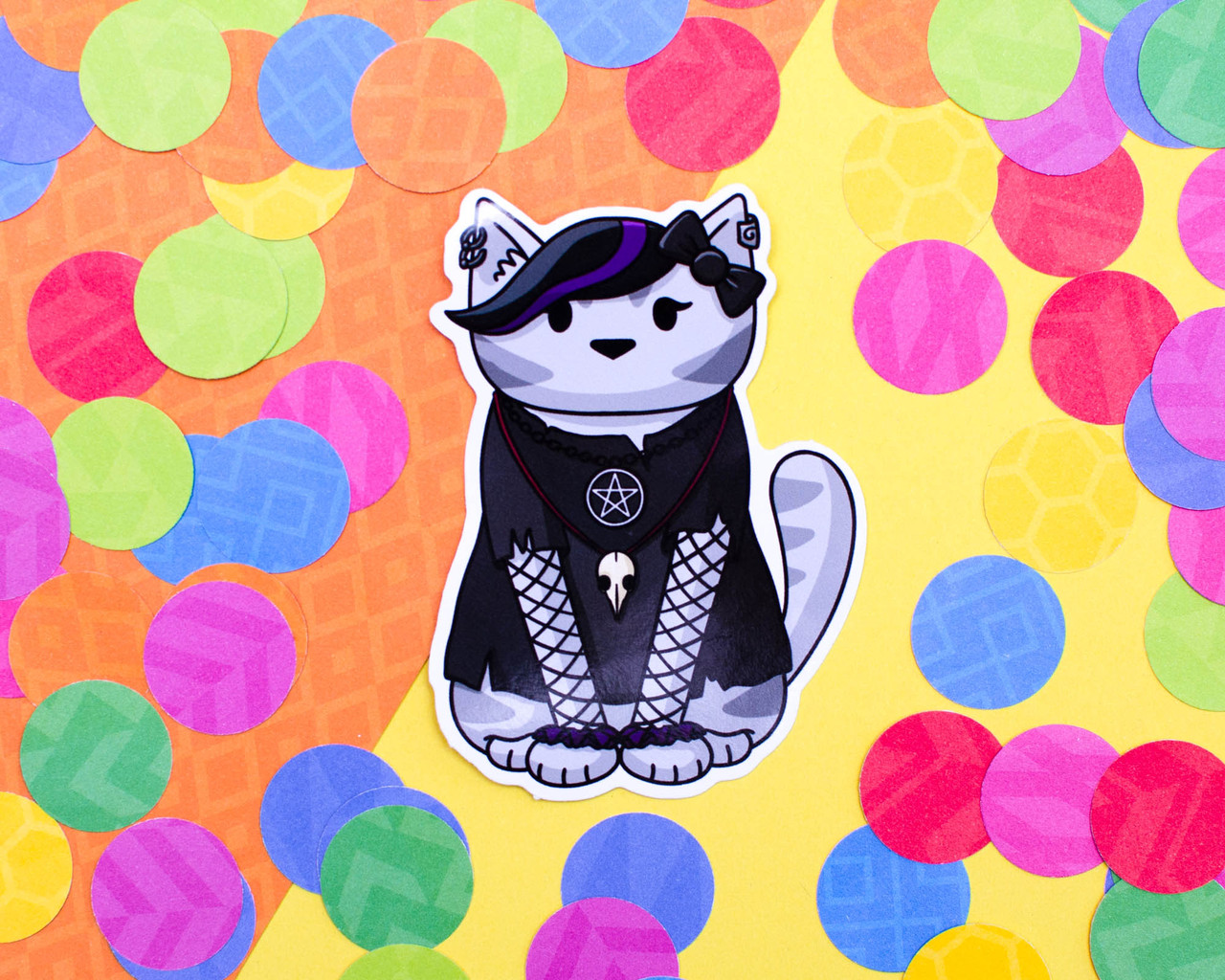 Goth Kitty - cat sticker by DoodleCats