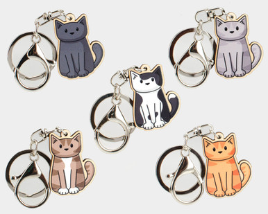 Sitting Cat - Wooden Key Ring by DoodleCats