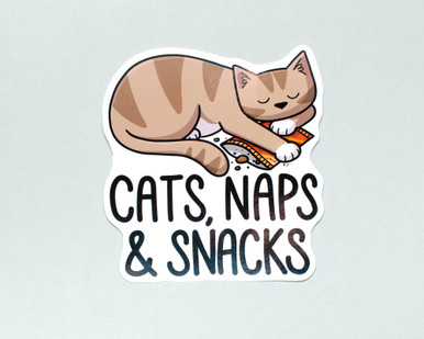 Cats, Naps and Snacks - Cat Sticker - DoodleCats Shop