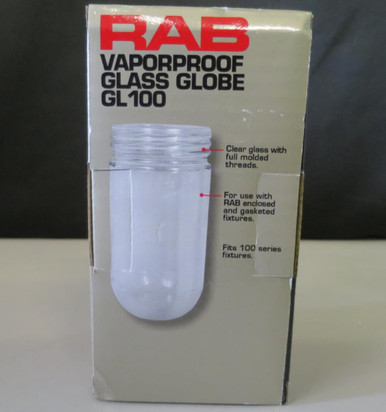 RAB GL100 Vaporproof Clear Crystal Glass Globe