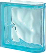 Colored Glass Block | Pegasus Wavy | End Linear | Aquamarine Glass Block