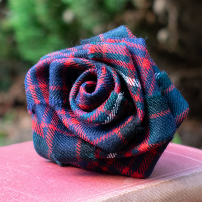 Tartan Rose Brooch / Lapel Pin | Handmade Scottish Heritage Accessory