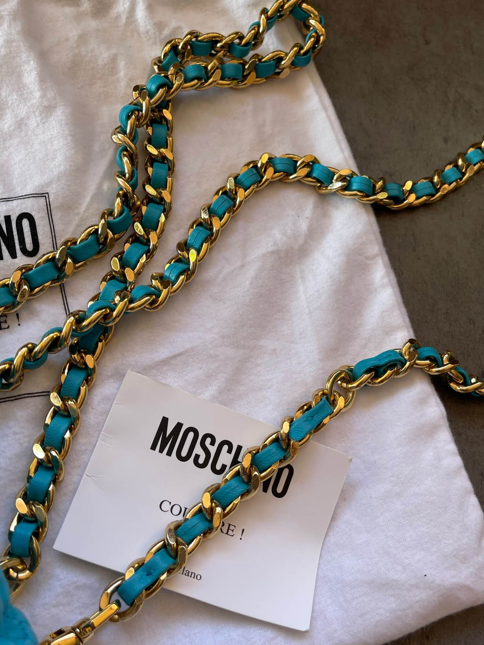 Moschino Turquoise Quilted Mini Backpack | The Shopping Cart