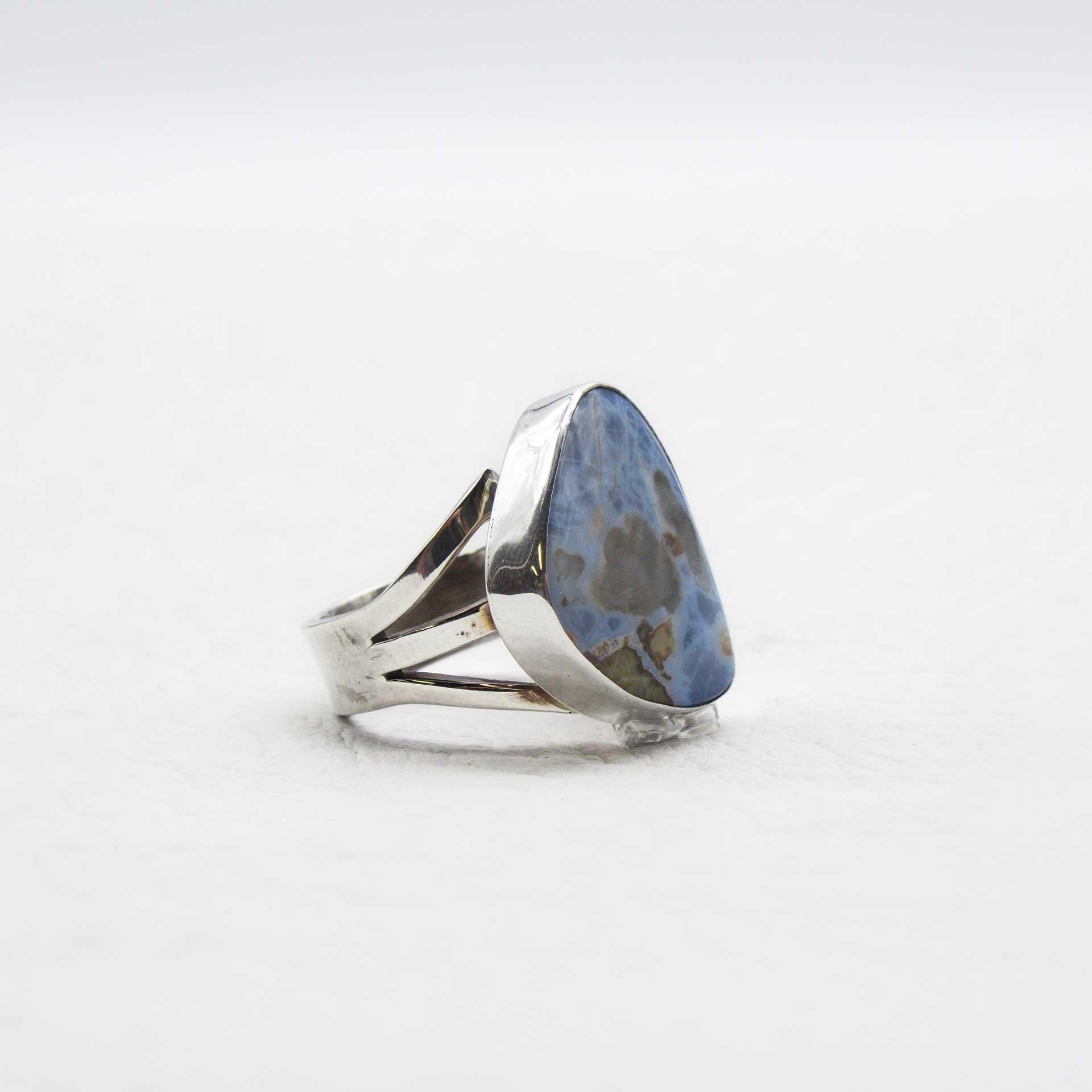 Triangular Arizona Blue Opal Picture Stone Adjustable Ring - Buffalo ...