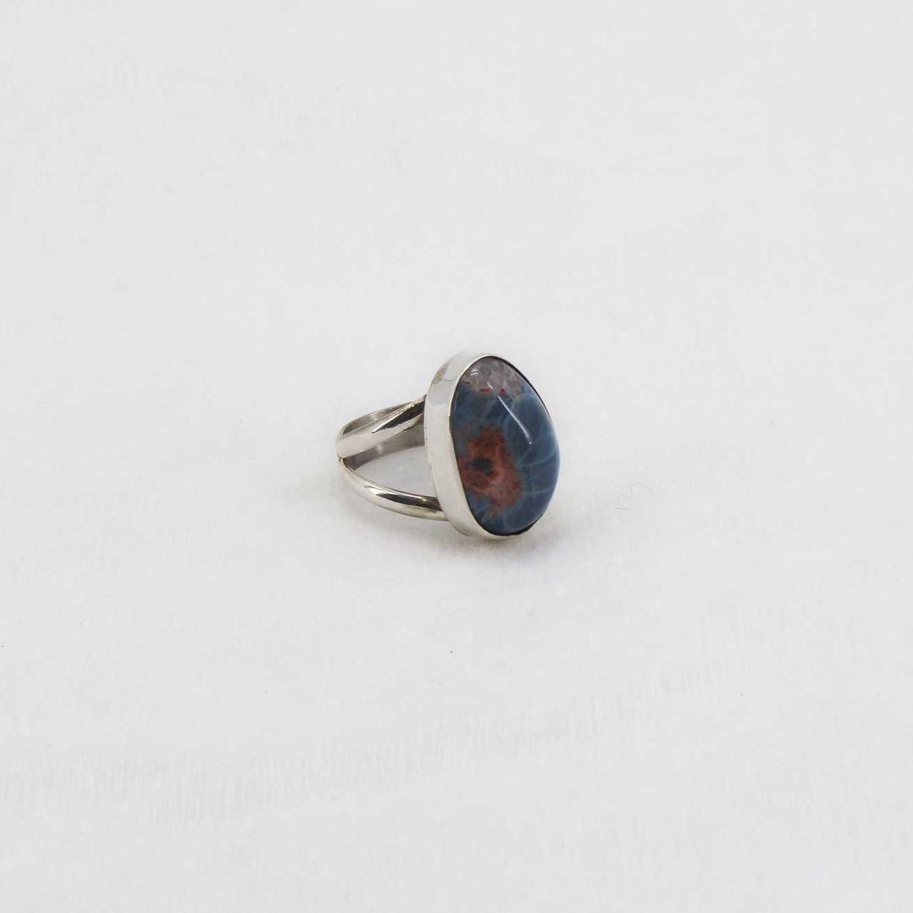 Arizona Blue Opal & Sterling Silver Oval Picture Stone Ring - Buffalo ...