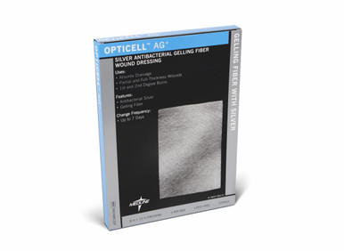 Opticell Ag+ Silver Antibacterial Gelling Fiber Wound Dressing, 8" x 12 ...