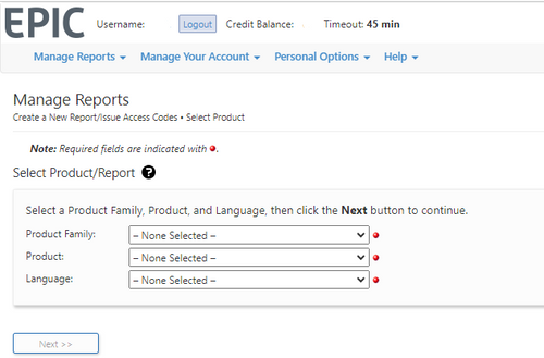 Electronic Profile Information Center (EPIC) Administrator Account