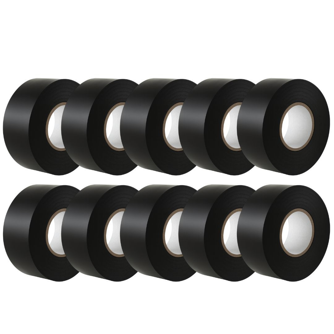 Black PVC Electrical Insulation Tape (1") 25mm x 20m (Pack of 10) - GTSE