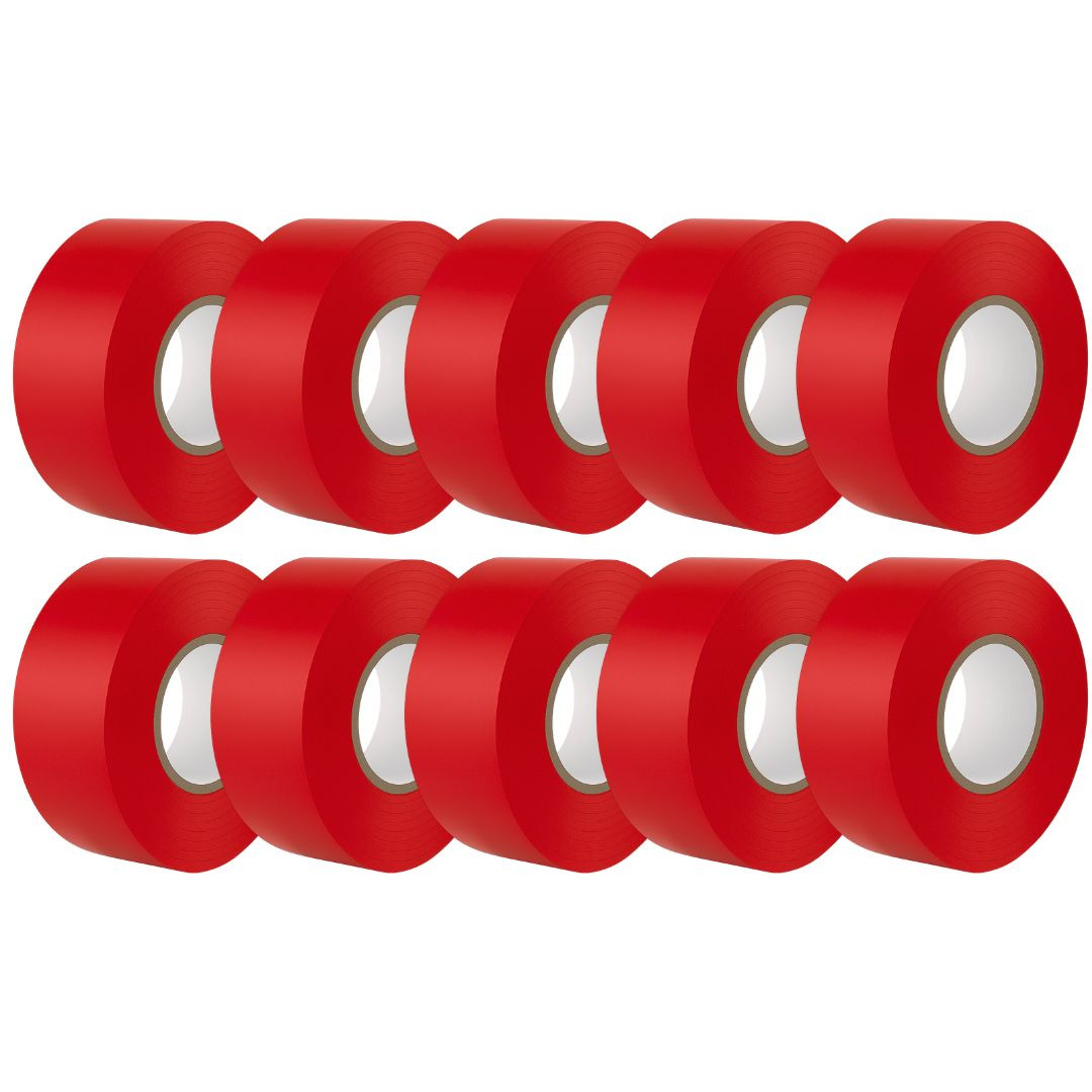 Red PVC Electrical Insulation Tape (1") 25mm x 20m (Pack of 10) - GTSE
