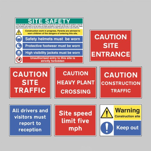 Construction Sign Pack 6 (Pack Of 8 Signs) - GTSE UK