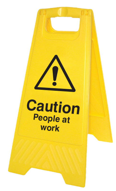 Caution People At Work (Free-Standing Floor Sign) - Safety Sign - GTSE UK