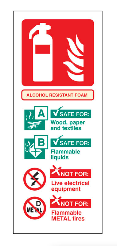 Alcohol Resistant Foam Extinguisher Identification Vertical - Safety ...