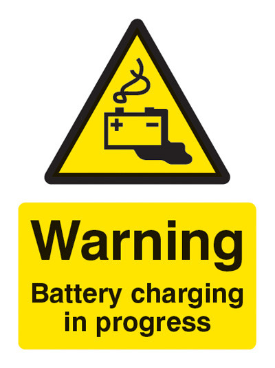 Warning Battery Charging In Progress - Safety Sign - GTSE UK