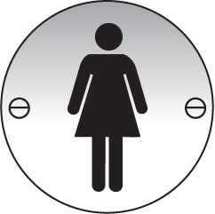 Ladies Symbol 76mm Diameter Stainless Steel Sign - Safety Sign - GTSE UK
