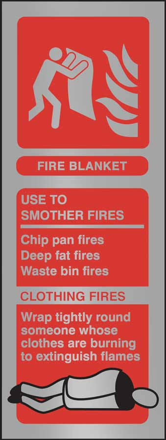 Fire Blanket Identification Aluminium 75X200mm - Safety Sign - GTSE UK