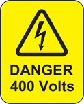 Danger 400 Volts Roll Of 100 Labels 40X50mm - Safety Sign - GTSE UK