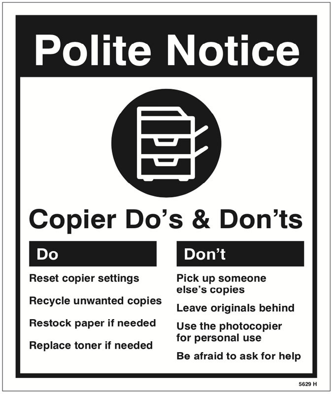 Photocopier - Do's & Dont's - Safety Sign - GTSE UK