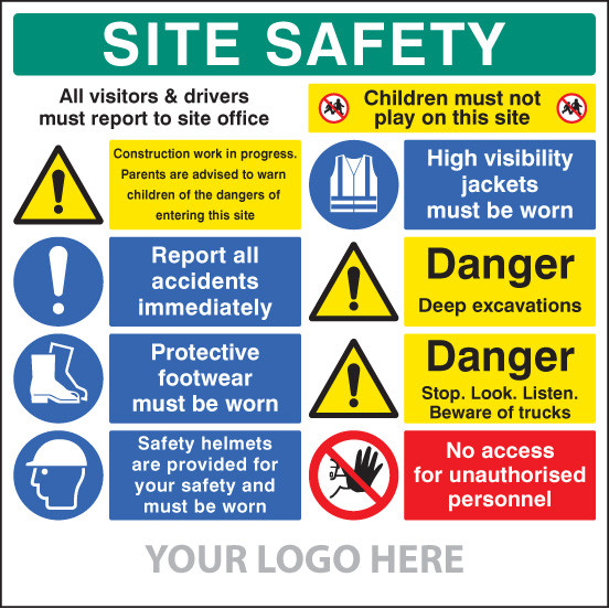 Site Safety Board, Multi-Message, Deep Excavations, Site Saver Sign ...