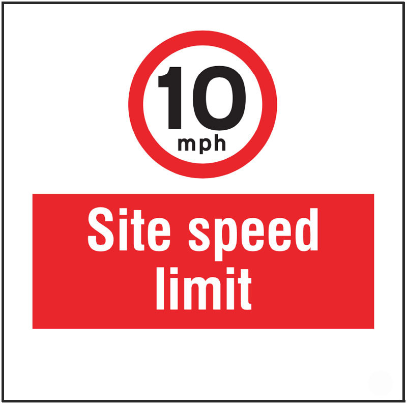 10mph Site Speed Limit, Site Saver Sign 400 x 400mm - Safety Sign - GTSE UK