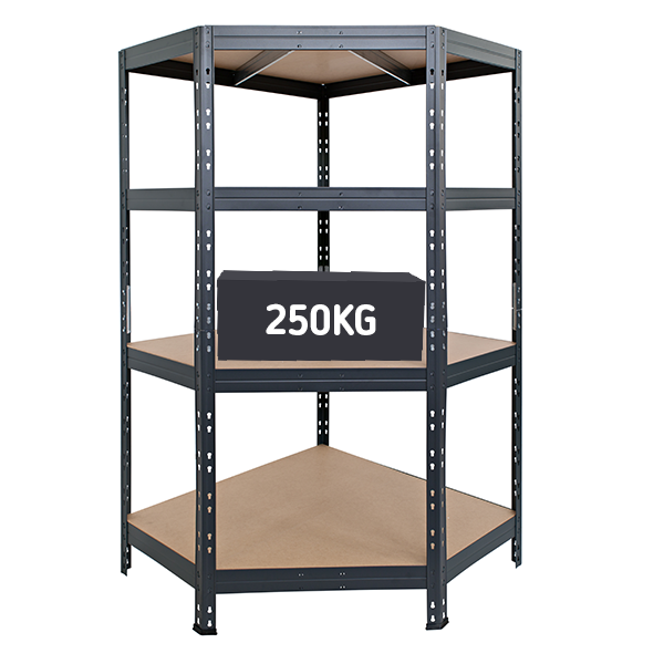 Heavy Duty Value Shelving Corner Unit - 4 Adjustable Shelves - 250kg ...