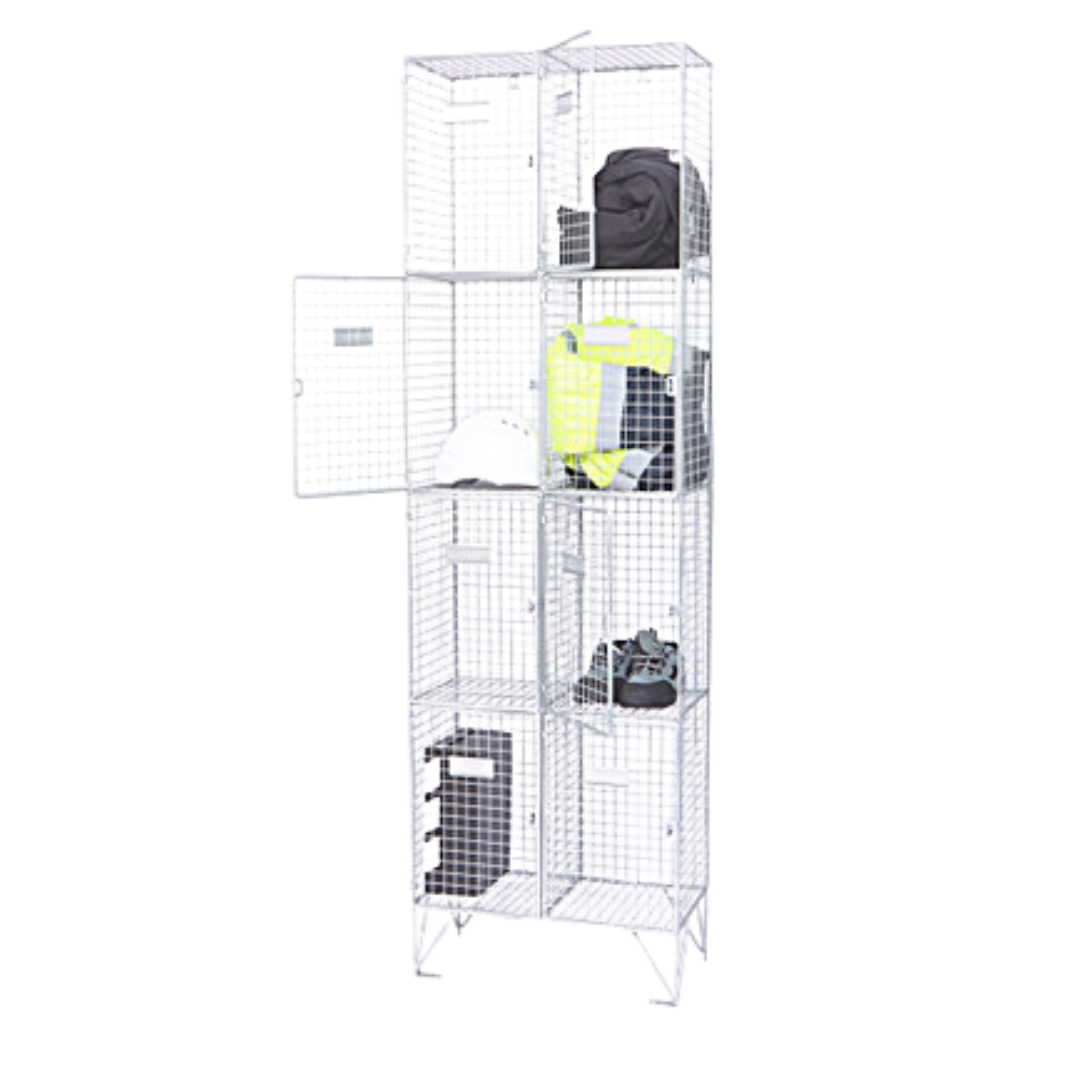 Wire Mesh Locker - 4 Door (Nest of 2) - H1980mm x W602mm x D305mm - GTSE