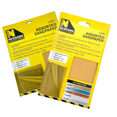 Assortment of Sand Paper Sheets (12 Pieces), Ideal for Wood, Paint ...