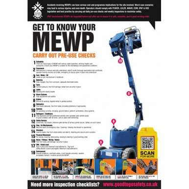 Gtg Mewp Inspection Poster 420X594mm Synthetic Paper - Safety Sign ...