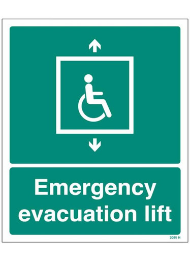 Emergency Evacuation Lift - Safety Sign - GTSE UK