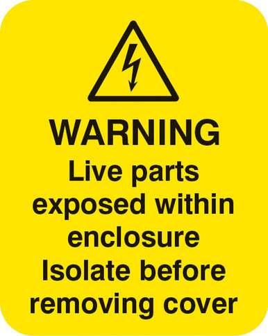 Warning Live Parts Within Enclosure Sheet Of 25 Labels 40X50mm - Safety ...