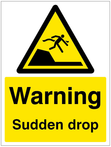 Warning Sudden Drop Vertical - Safety Sign - GTSE UK