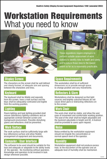 Display Screen Equipment Regulations 1992 Poster - Safety Sign - GTSE UK