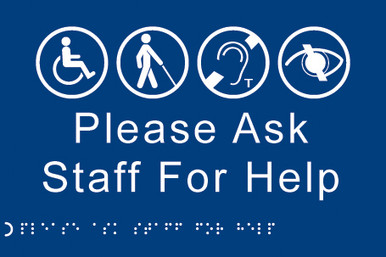Braille - Please Ask Staff For Help (225x150mm) - Safety Sign - GTSE UK