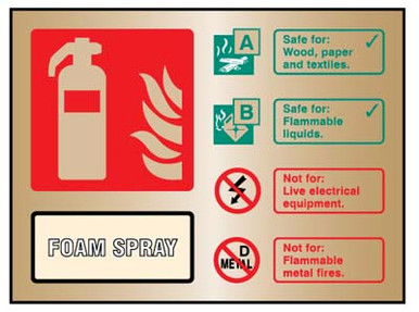 Foam Spray Extinguisher ID Brass 150X200mm Adhesive Backed - Safety ...