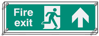 Fire Exit Straight On Visual Impact 5mm Acrylic Sign 450X150mm C/W ...