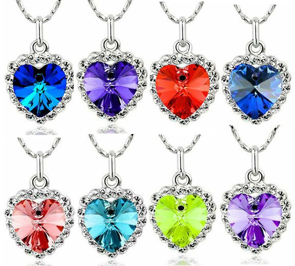 Crystal Love Heart and Rhinestone Necklace *Multi-Color*