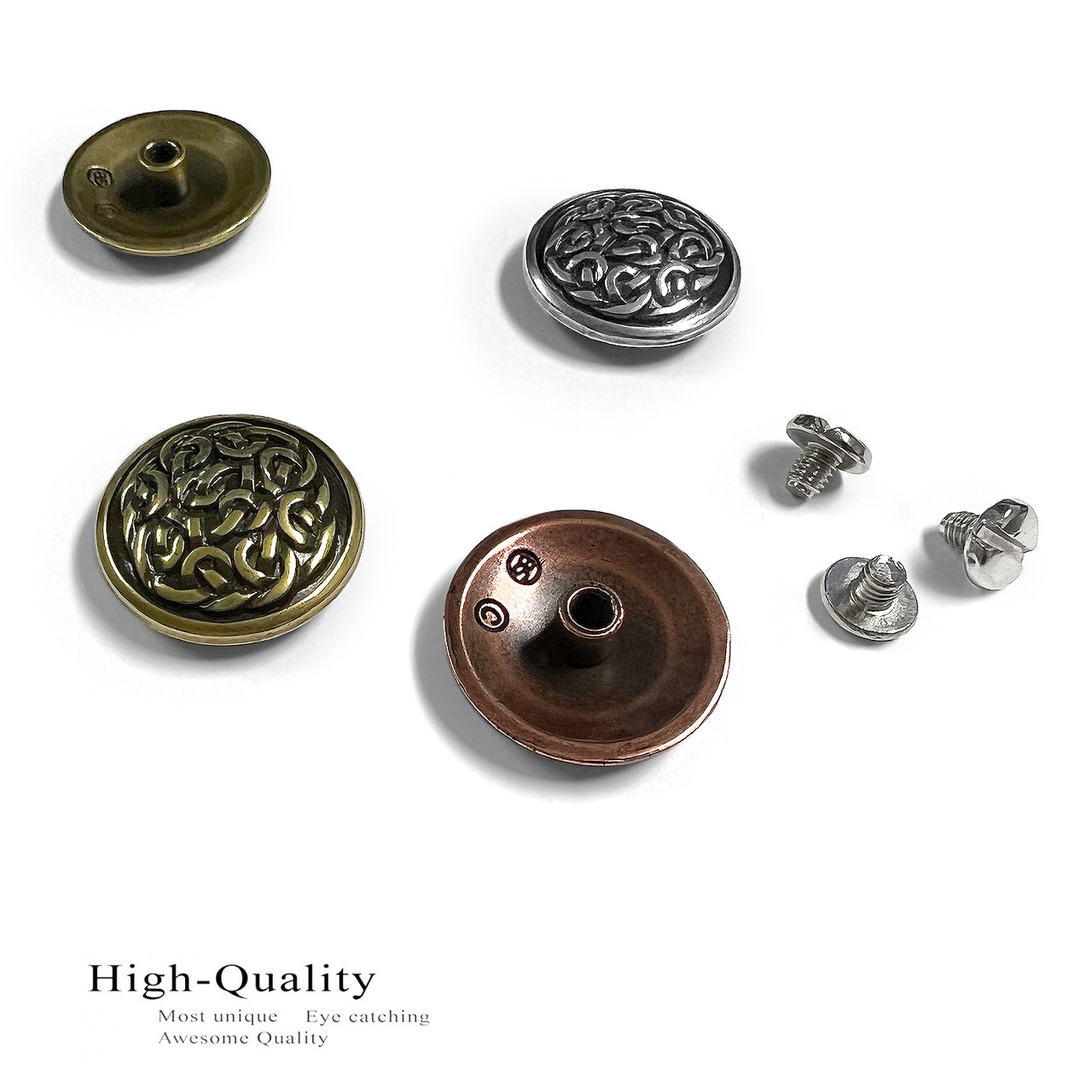 BS9170 OEB 1" Antique Brass Leather Craft Conchos Engraved Celtic ...