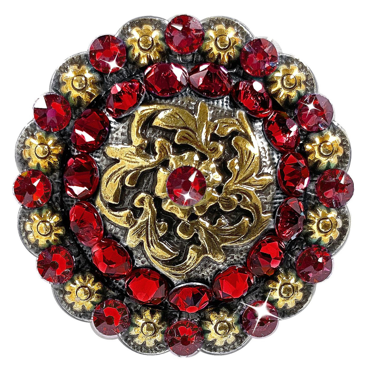 Siam-Lt Siam Coloma Antique Gold Rhinestone Crystal Concho - Conchos