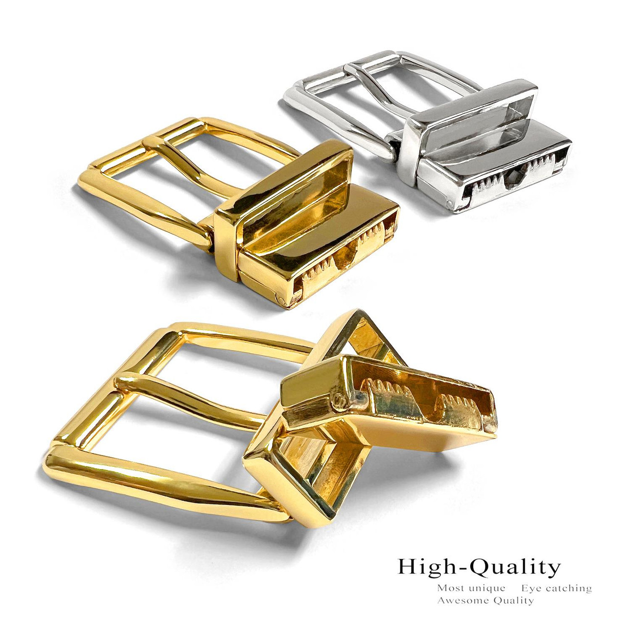 4010R-NP Simple Classic Polished Reversible Belt Buckle Clamp Style ...