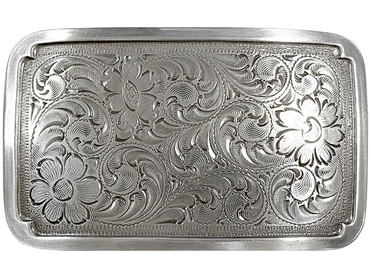 Antique Silver Western Floral Scroll Engraved Belt Buckle Fits 1-1/4 ...