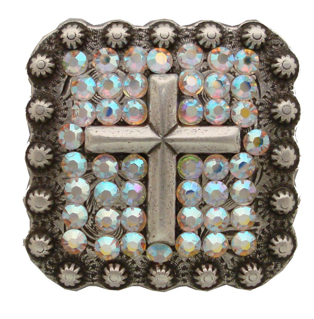 CRYSTAL-AB AB Rhinestones Berry Cross Concho - Conchos