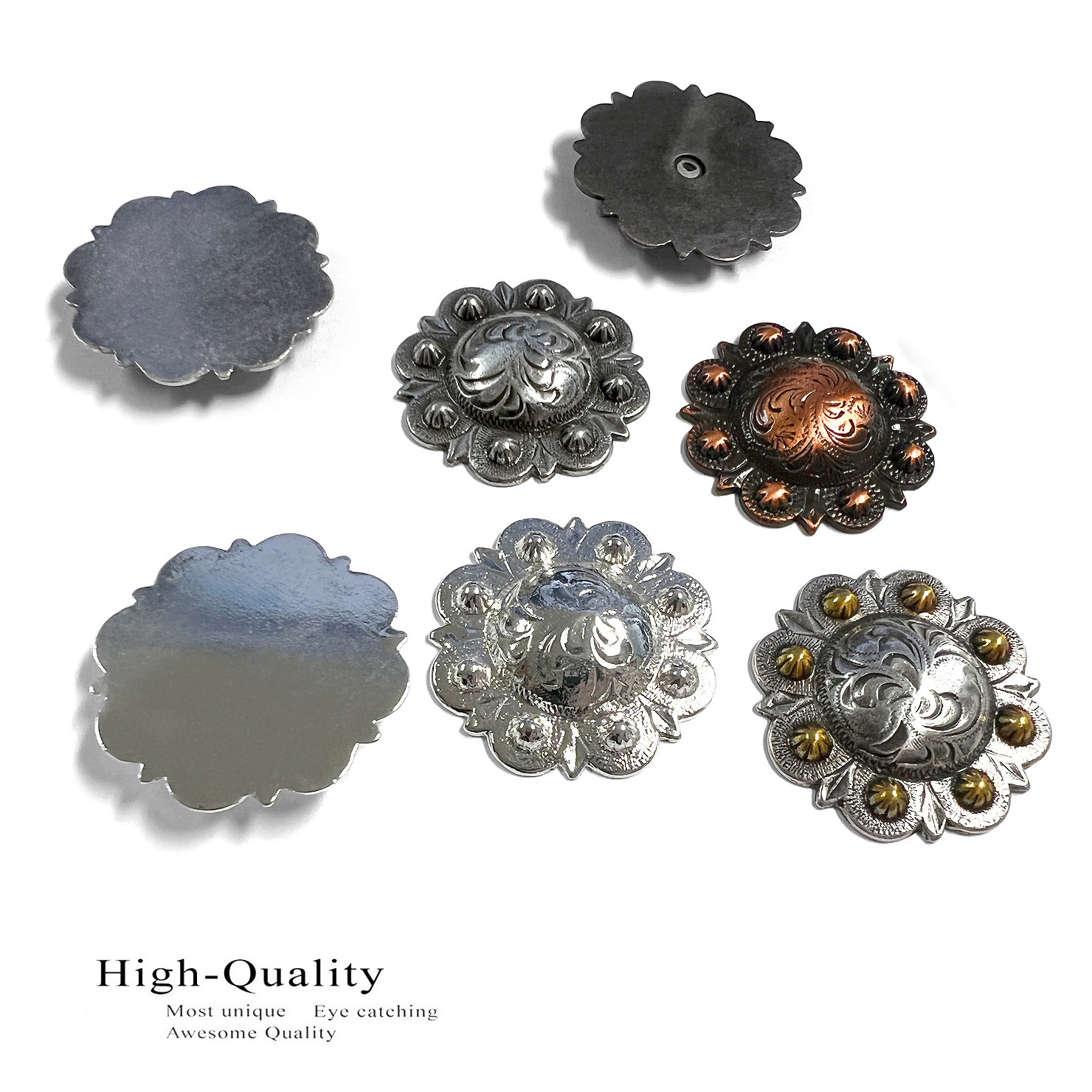 BS9162F-1 COP 1" Copper Berry Flat Back Concho - Conchos