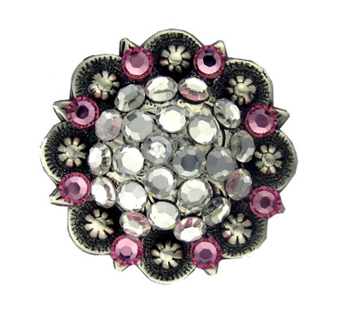 Crystal and Rose Rhinestone Crystals Berry Concho - Conchos