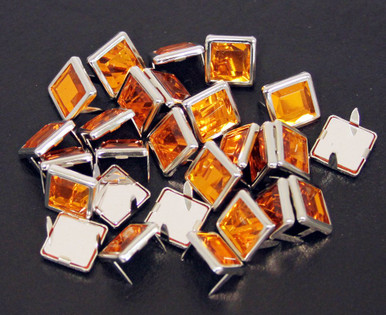 NH-188 Orange 3/8" Synthetic Crystal Gem Square Spots 10/pk - Conchos