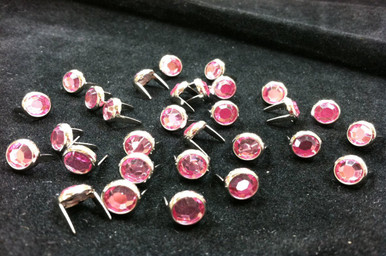 T2202-2P Pink 5/16 inches(8.2mm) Synthetic Crystal Gem Round Spots 10 ...