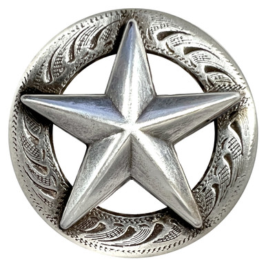 BS9951-3 SRTP 1-1/2" Antique Silver Engraved Raised Star Concho ...
