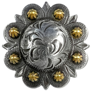 BS9162F-2 SRTPGP 1-1/4" Antique Silver & Gold Berry Flat Back Concho ...
