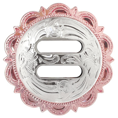 FA4834 SP-ROSE 1-1/2" Bright Silver with Rose Engraved Scalloped Swirl ...