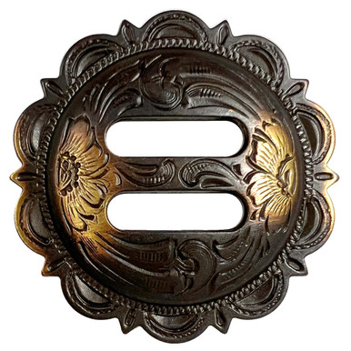 FA4834 MOEB61 1-1/2" Engraved Scalloped Swirl Slotted Concho - Conchos