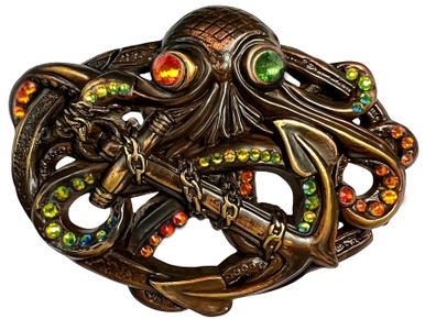 Rhinestone Copper Steampunk Pirate Octopus Kraken Boat Anchor Belt ...