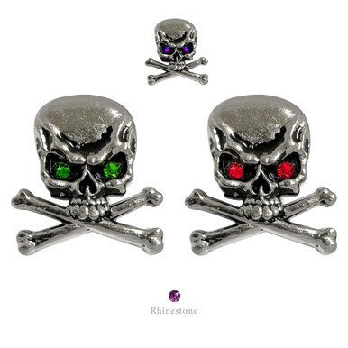 Rhinestone Antique Black Engraved Skull Crossbones Concho Screwback ...